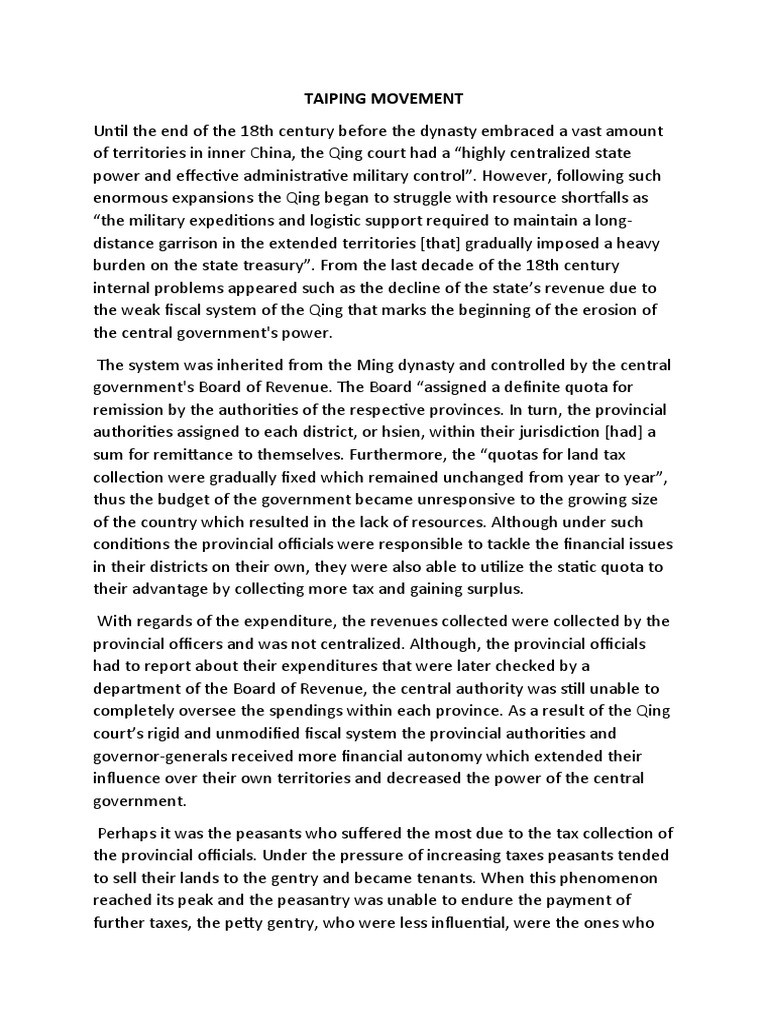 Taiping Movement | PDF | Qing Dynasty | China