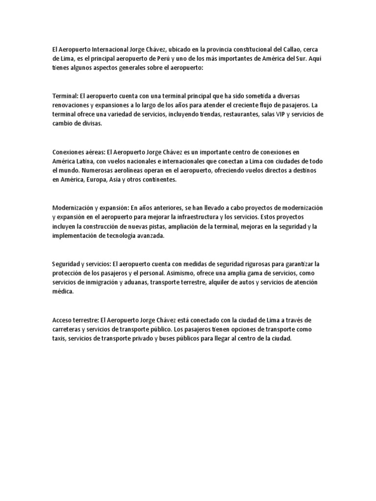 El Aeropuerto Internacional Jorge Chávez | PDF