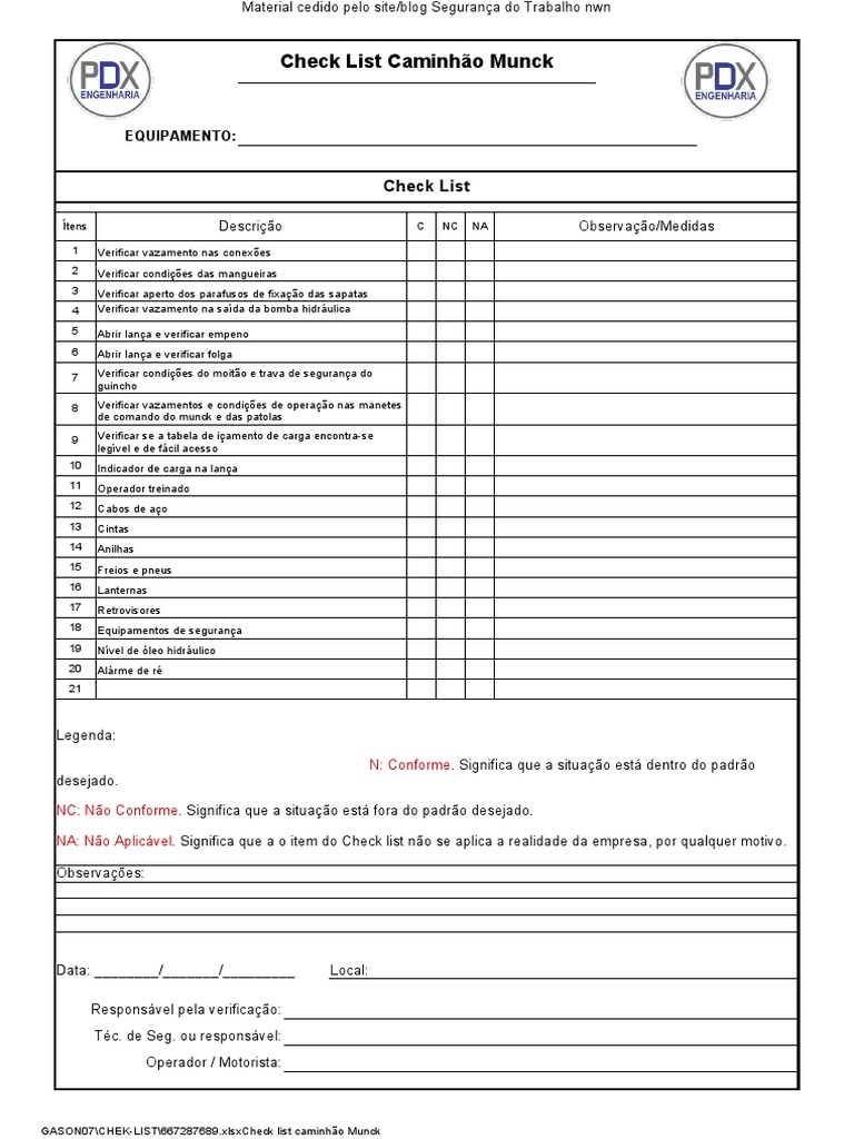 Check List Caminhão Munck | PDF | Tecnologia e Engenharia