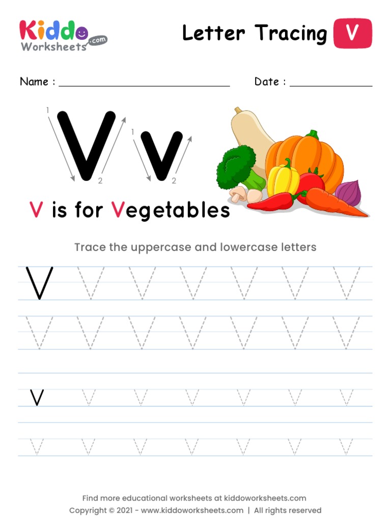 Letter Tracing Alphabet V Worksheet | PDF