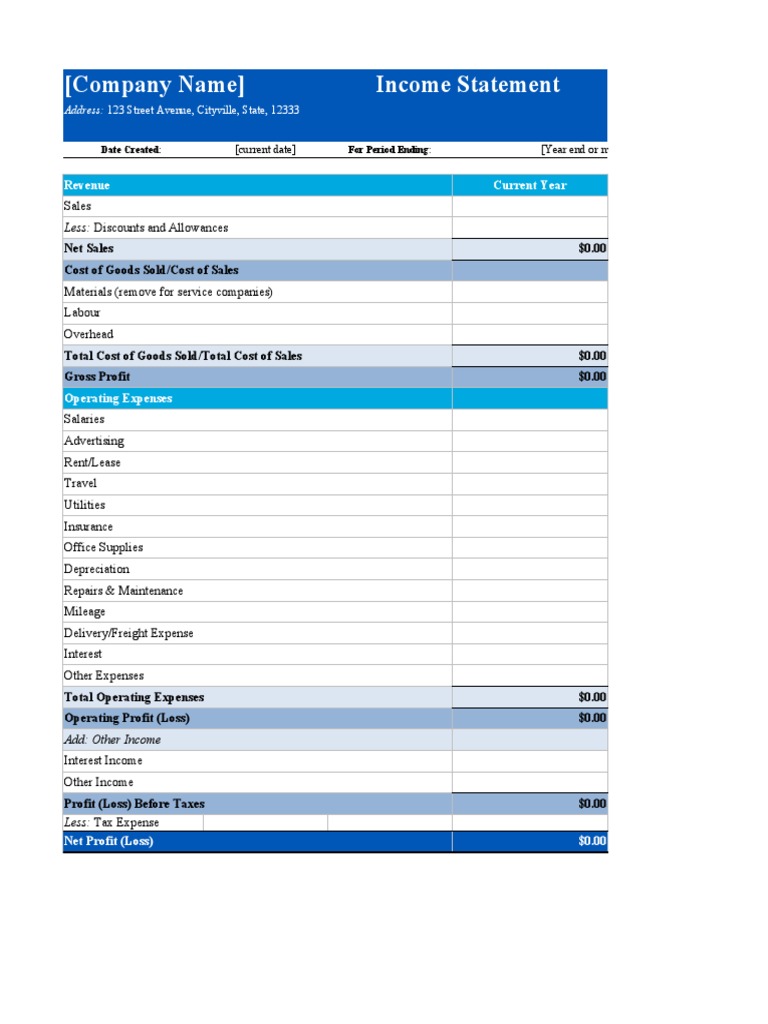 Income Statement Template | PDF