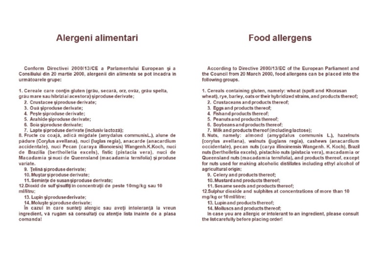 Alergeni Alimentari | PDF