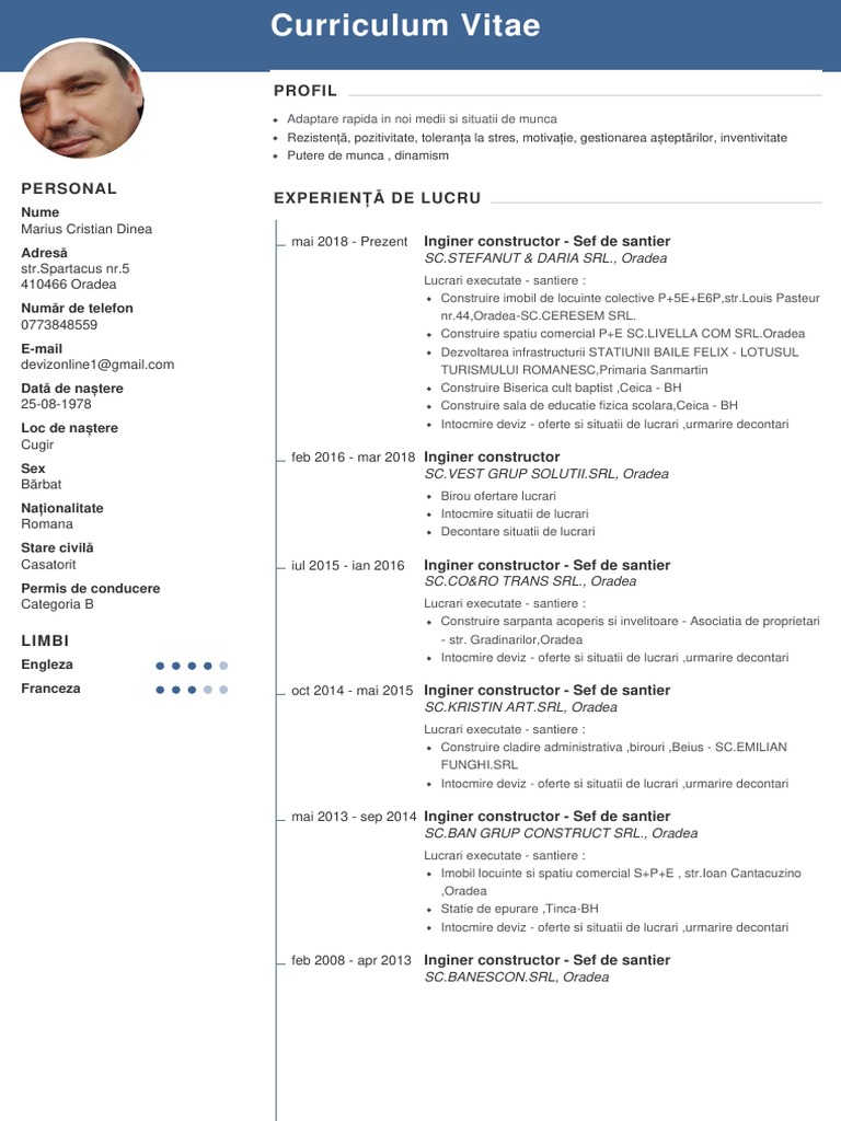 CV Marius Cristian Dinea #1 Camb. | PDF