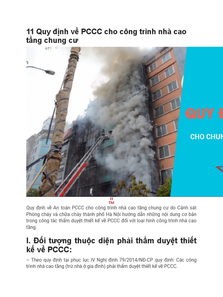 11 Quy định về PCCC cho công trình nhà cao tầng chung cư | PDF
