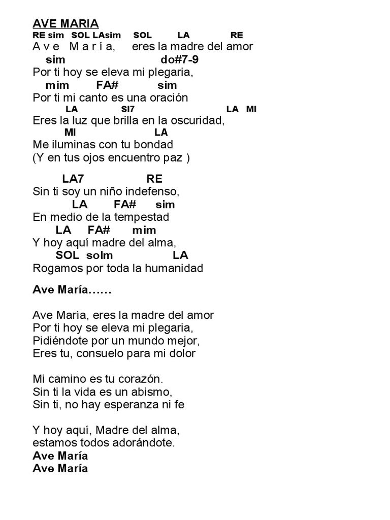 Ave Maria Acordes Re | PDF