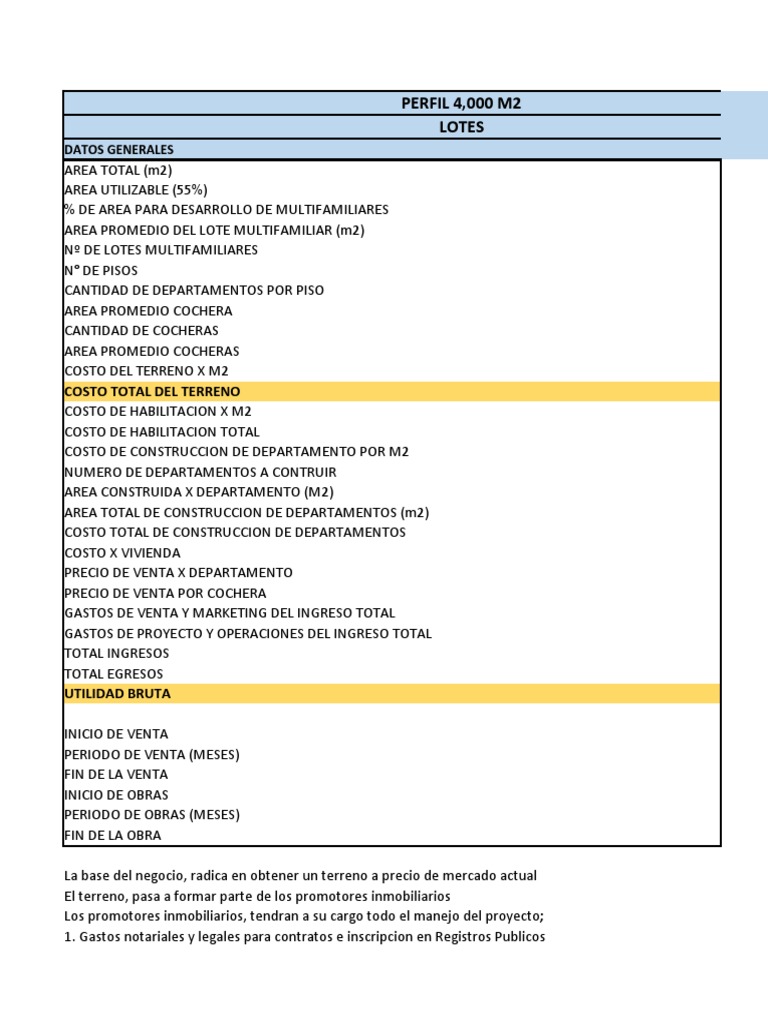 Perfil Terreno 4,000 M2 | PDF