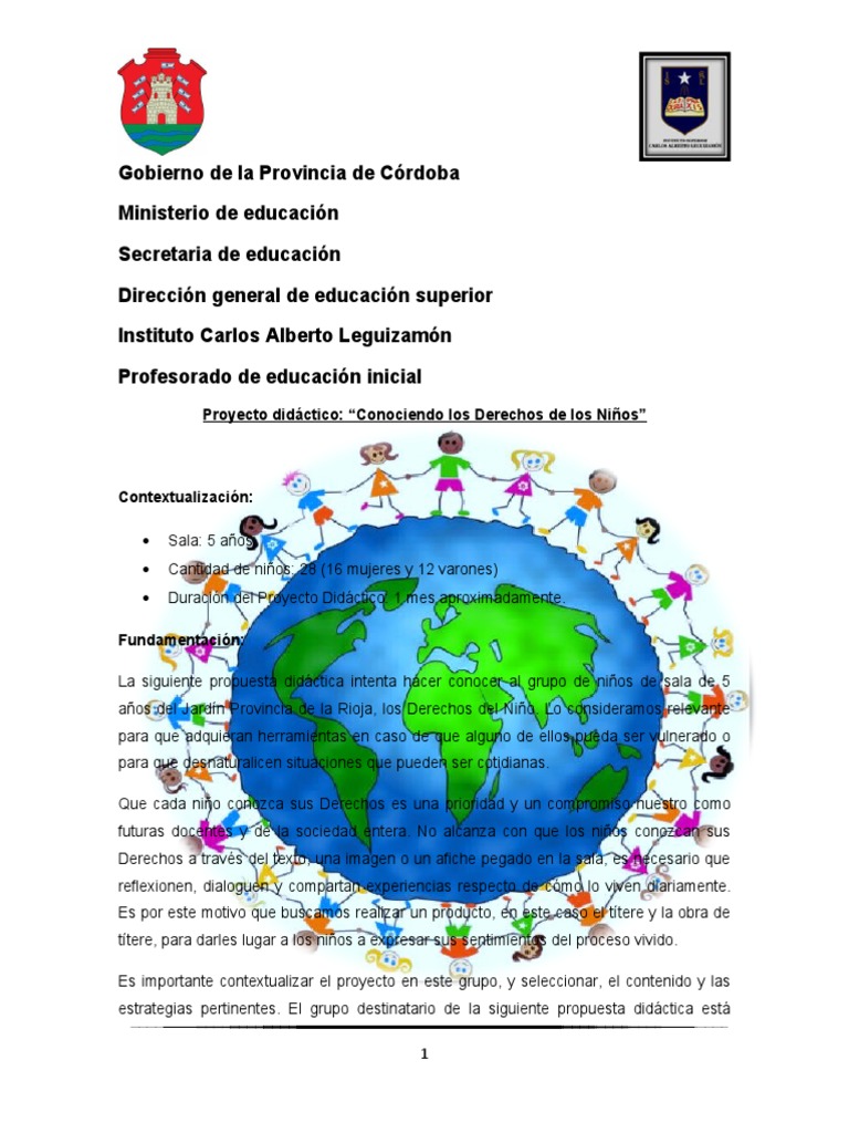 Proyecto "Derechos de Los Niños" | PDF | Aprendizaje