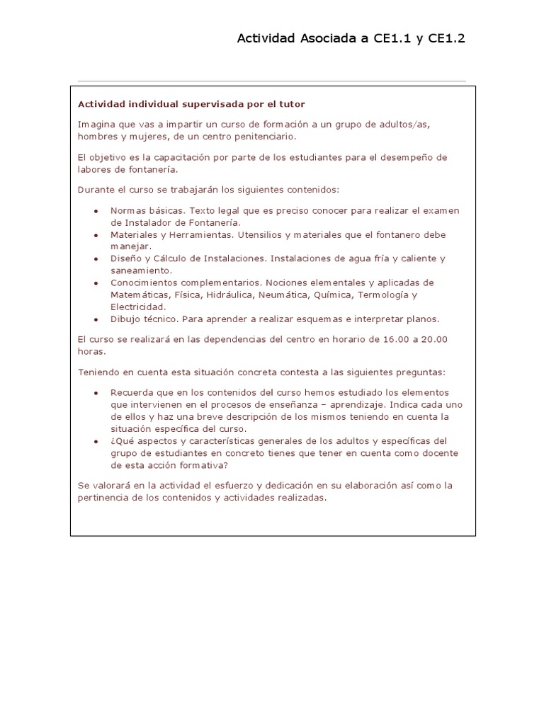 Ejercicio 6. E1. | PDF | Maestros | Aprendizaje