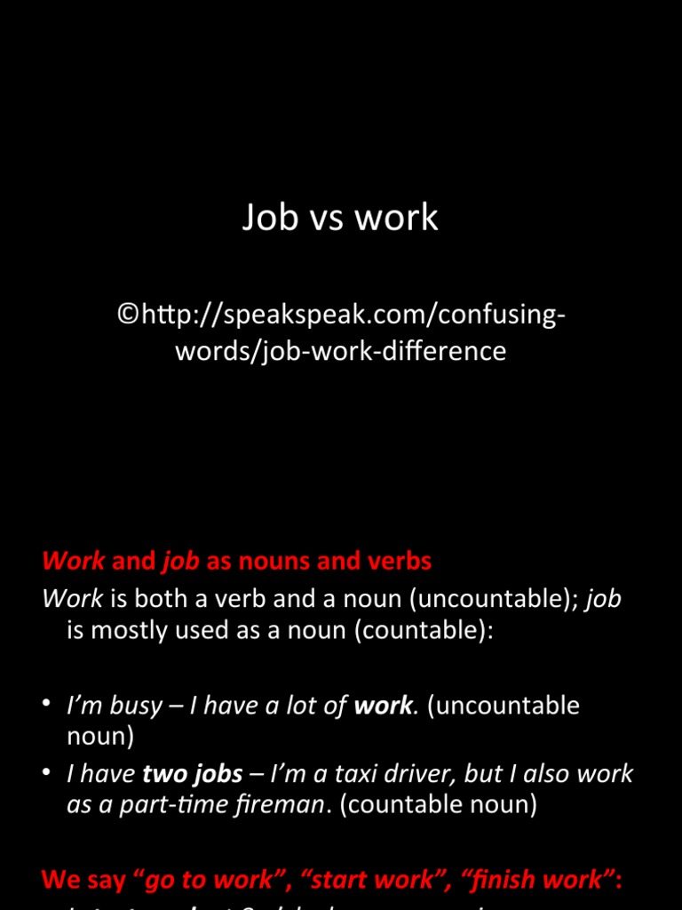 Job Vs Work | PDF | Career & Growth