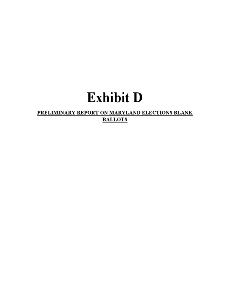 Exhibit D - Maryland Blank Ballot Defined Report | Download Free PDF ...