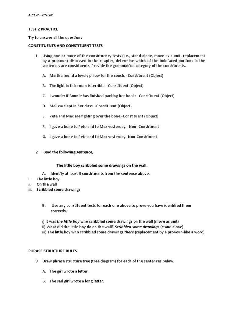 Test 2 Practice - Syntax | PDF