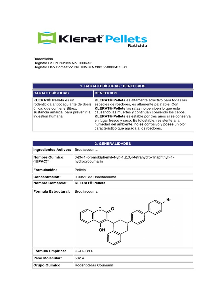 Ficha Técnica - KLERAT PELLETS - Sep 2020 | PDF | Agua | Medicina CLINICA
