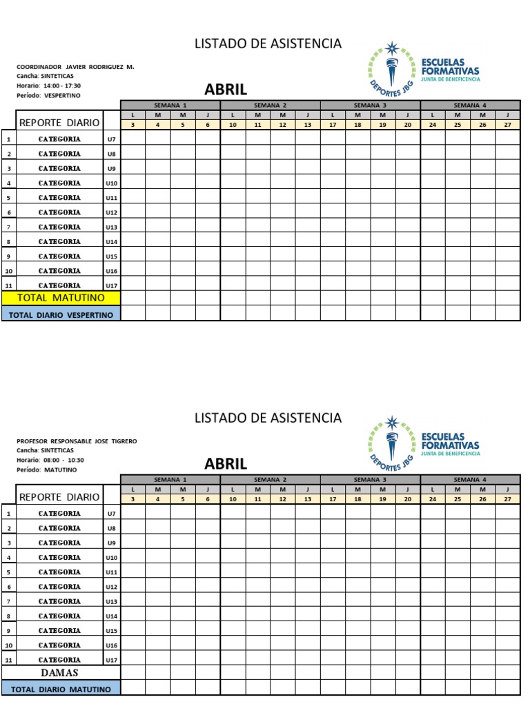Matutino Listado TIGRERO | PDF