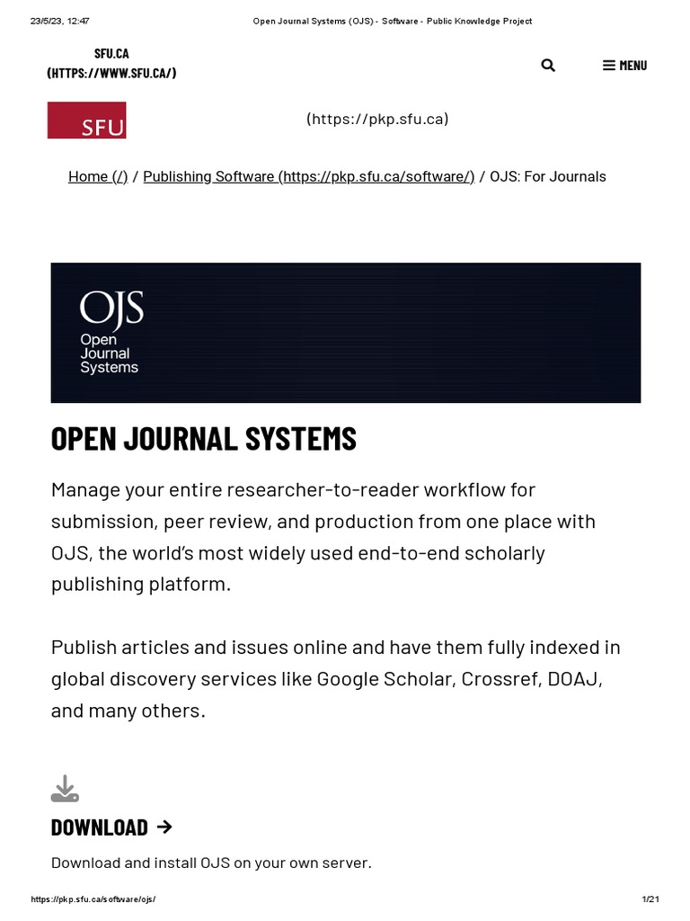 Open Journal Systems (OJS) - Software - Public Knowledge Project - Open-File-Project | PDF ...