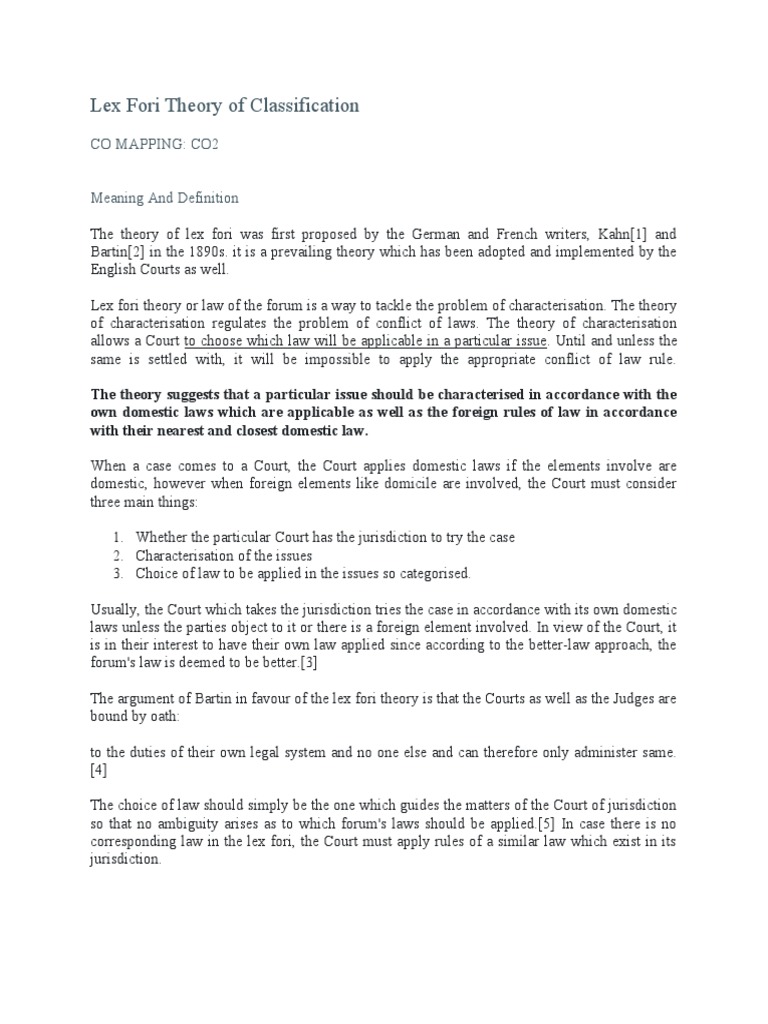 Understanding Lex Fori Theory | PDF | Choice Of Law | Private Law