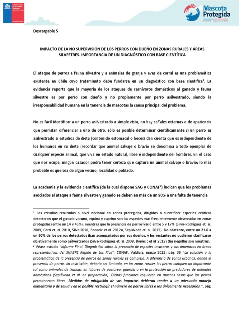 Impacto de La No Supervisión de Los Perros Con Dueño en Zonas Rurales y Áreas Silvestres ...