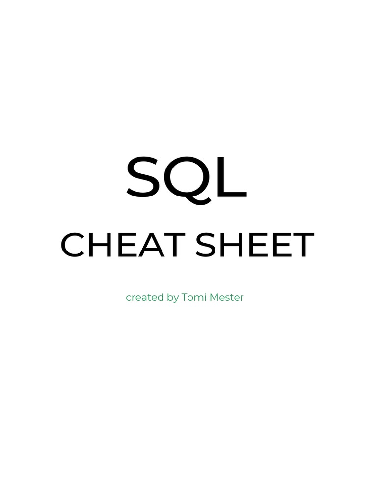 SQL Cheat Sheet ? | Download Free PDF | Mathematics | Computer Science
