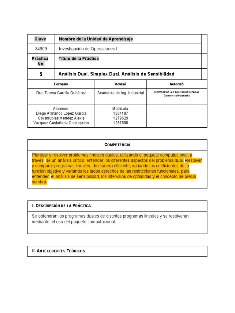 IO1 Practica - 5 - 2023-1 | PDF | Programación lineal | Matemáticas