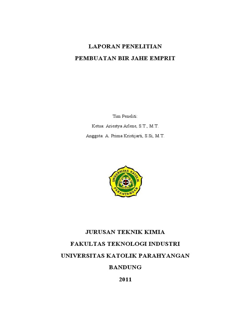 LPD - Arlene - Pembuatan Bir Jahe Emprit-P | PDF | Kesehatan Holistik | Sains & Matematika
