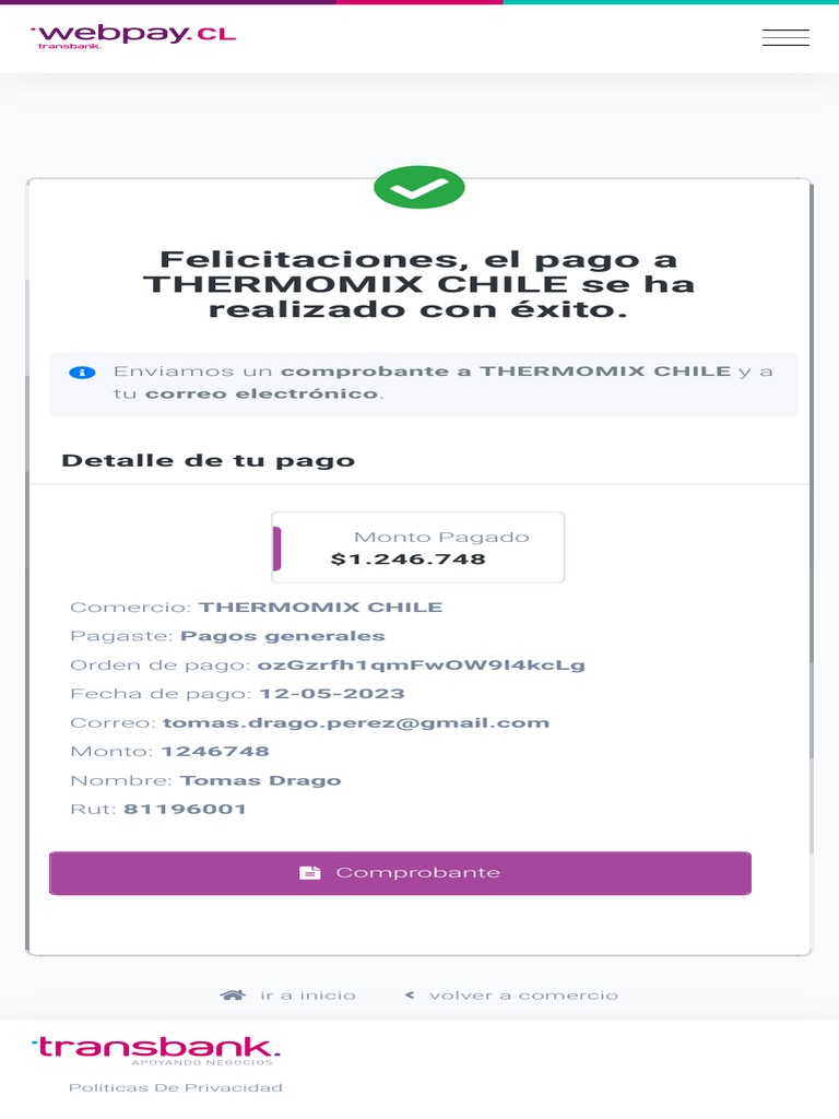 Webpay - CL Comprobante | PDF