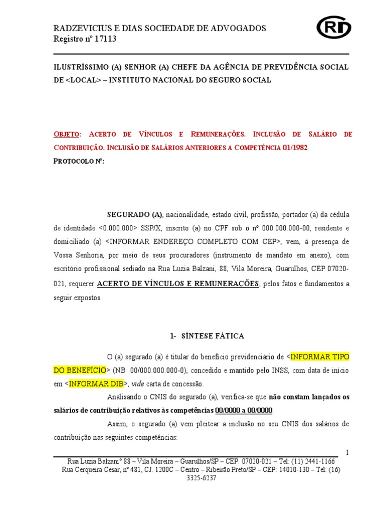 Pedido de Acerto Cnis | PDF | Direito Privado | Business