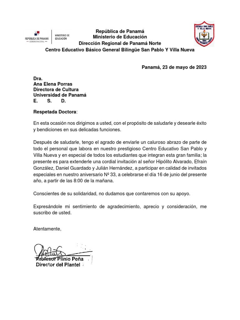 Carta de Solicitud Personal Universidad de Panamá | PDF