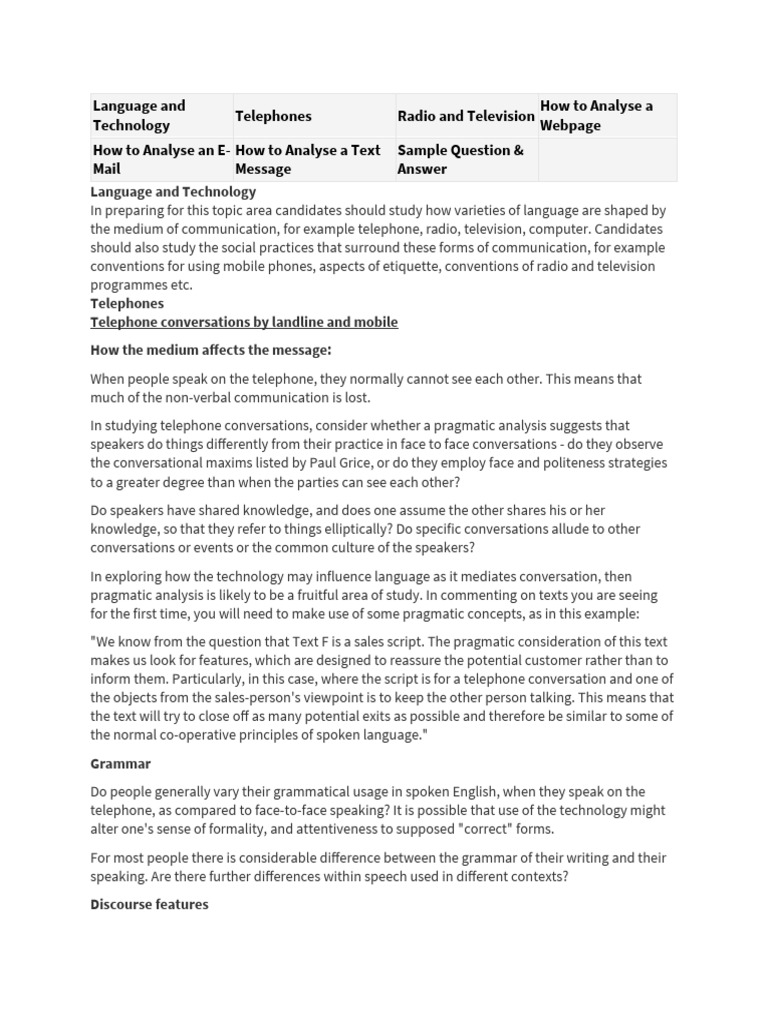 Language and Technology | PDF | Verb | Sentence (Linguistics)