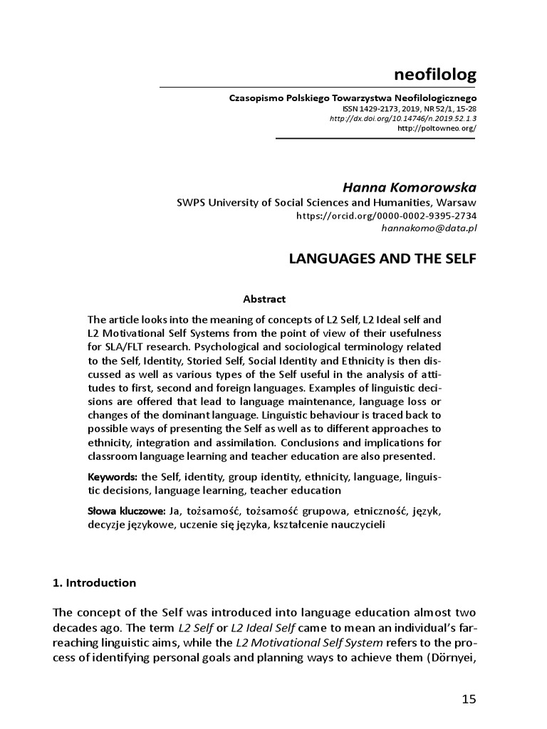 Languages and The Self | PDF | Identity (Social Science) | Second Language