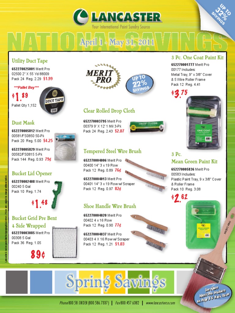 Lancaster Paint Monthly Specials April-May 31, 2011 | PDF | Materials