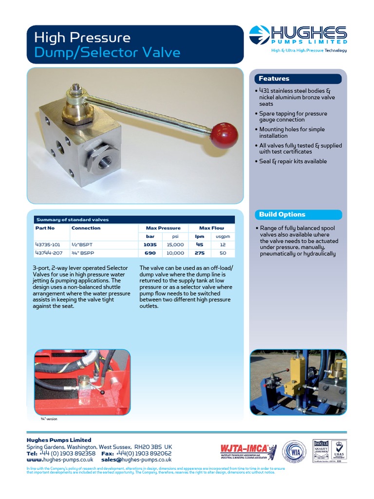 Selector Valves | Download Free PDF | Valve | Hydraulics
