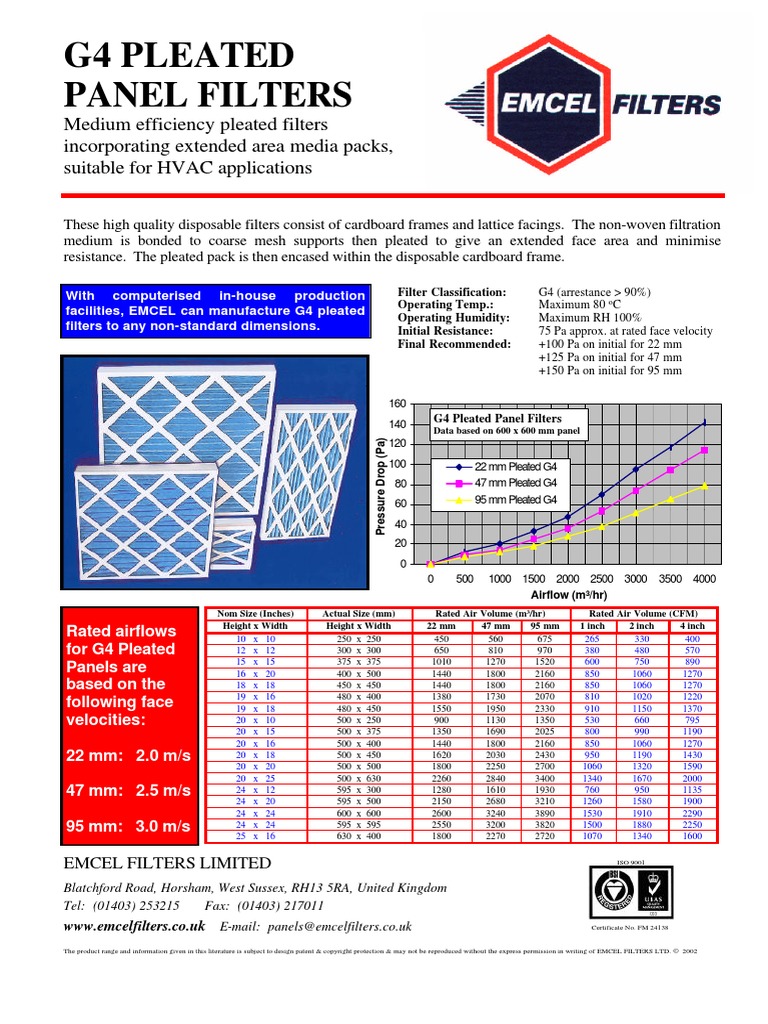 G4 Disposable Panels | PDF | Filtration | Manufactured Goods