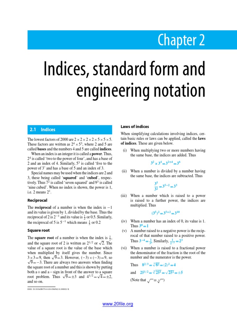 Indices, Standard Form and Engineering Notation | PDF | Multiplication ...