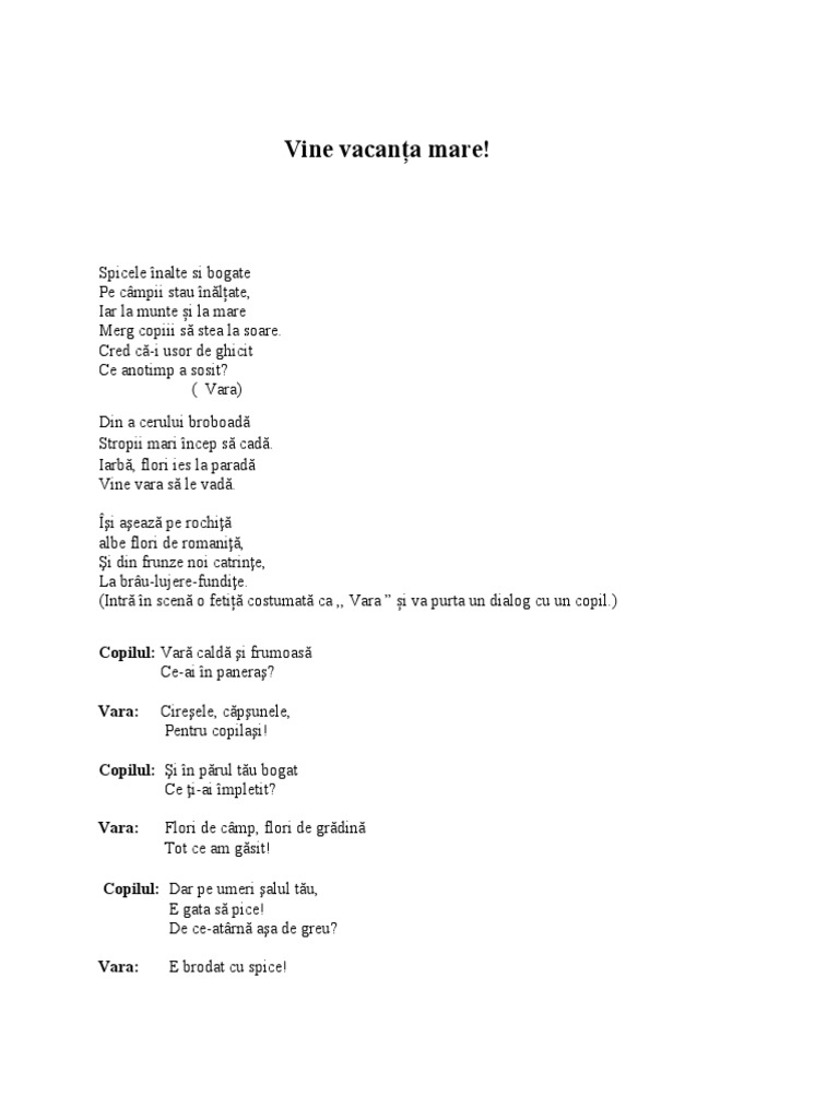 Vine Vacnta Mare | PDF