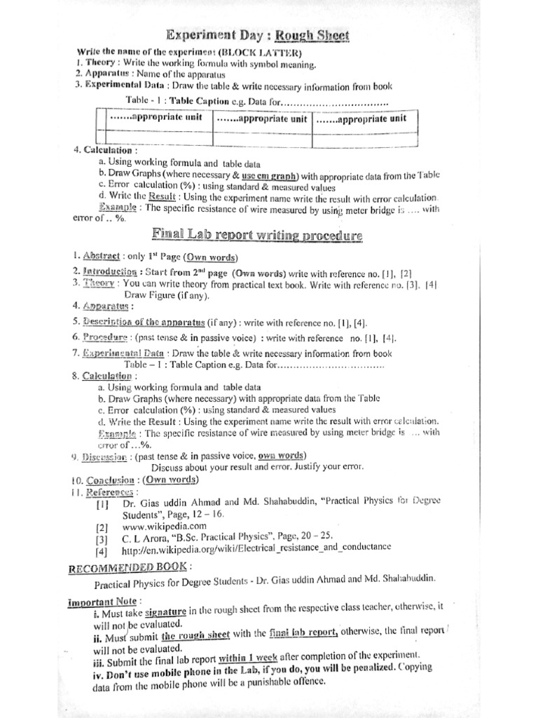 Physics 102 Lab Rough Sheet Draft | PDF