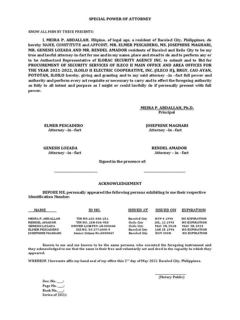 Special Power of Attorney 2021 | PDF | Power Of Attorney | Professional Ethics