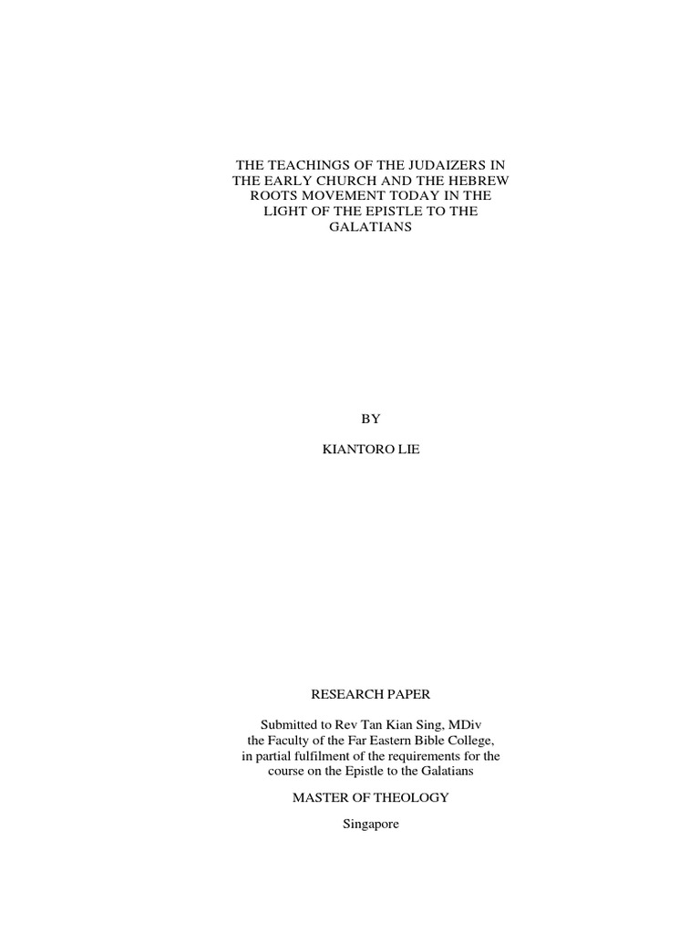 The Teachings of Judaizers in The Early Church and The Hebrew Roots ...
