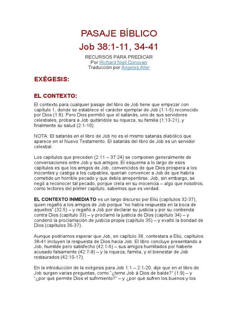 Exégesis de Job 38: Respuesta de Dios | PDF | Libro de trabajo | León