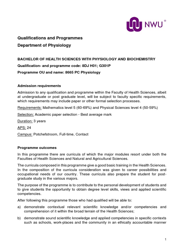 Bachelor of Health Sciences Overview | PDF