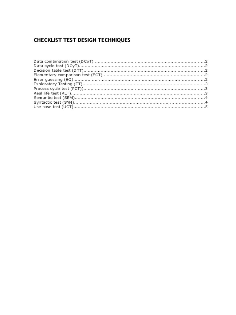Checklist Test Design Techniques | PDF