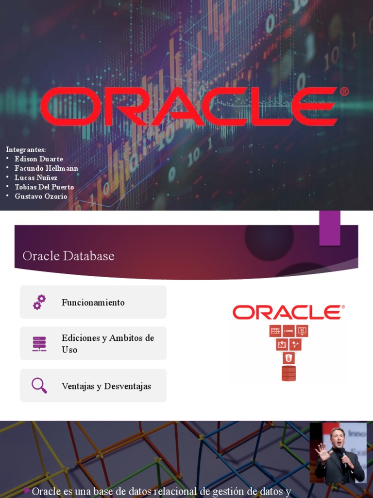 Presentación Base de Datos Oracle | PDF | Oracle Corporation | Bases de ...