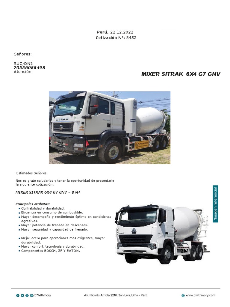 Mixer Sitrak 6x4 G7 GNV 7746 7757 | PDF | Cliente | Bancos
