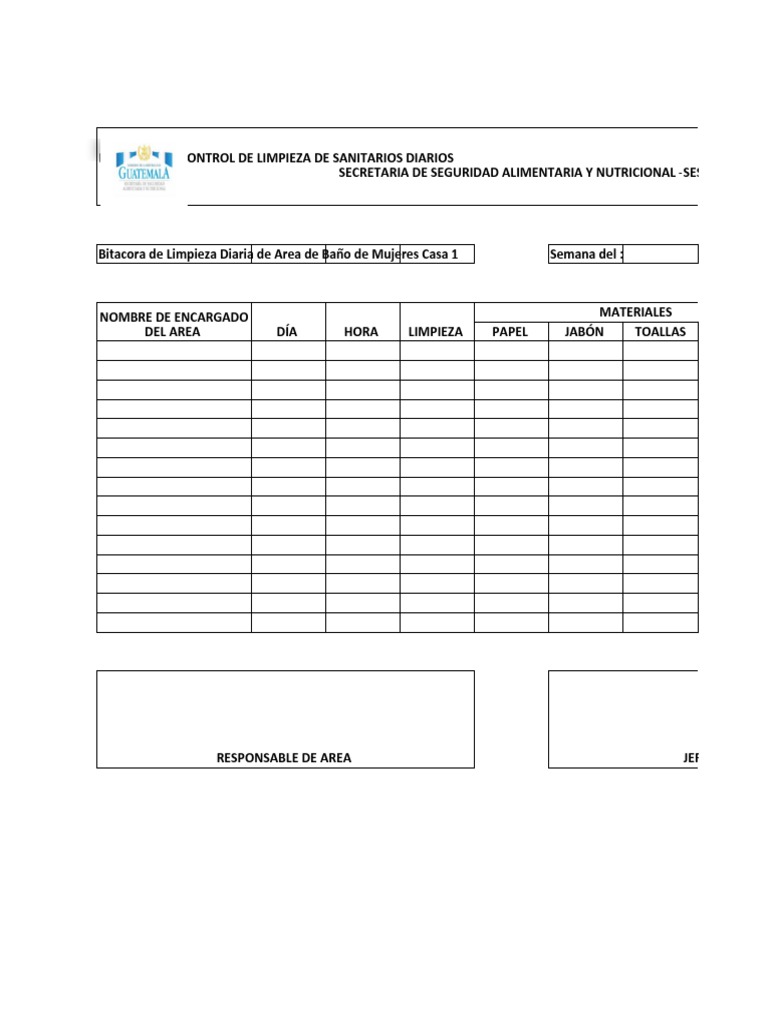 Bitacora Limpieza Sanitarios SESAN | PDF | Higiene | Prevención