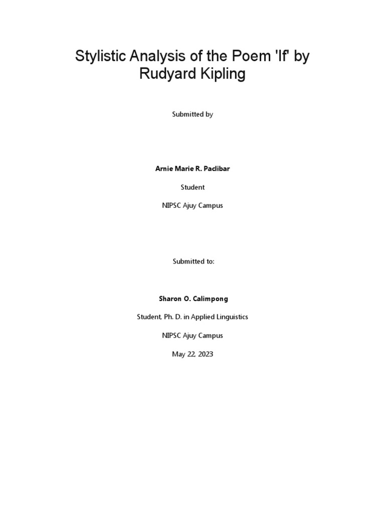 If by Rudyard Kipling | PDF | Rhyme | Poetry