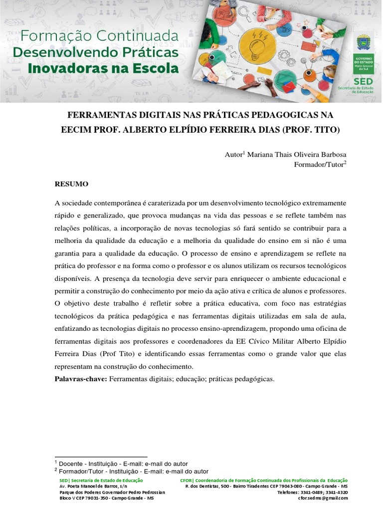 Modelo de Relato de Experiência - Mariana | PDF | Aprendizado | Pedagogia