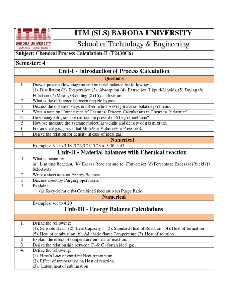 Chemical Process Calculations Guide | PDF | Humidity | Heat