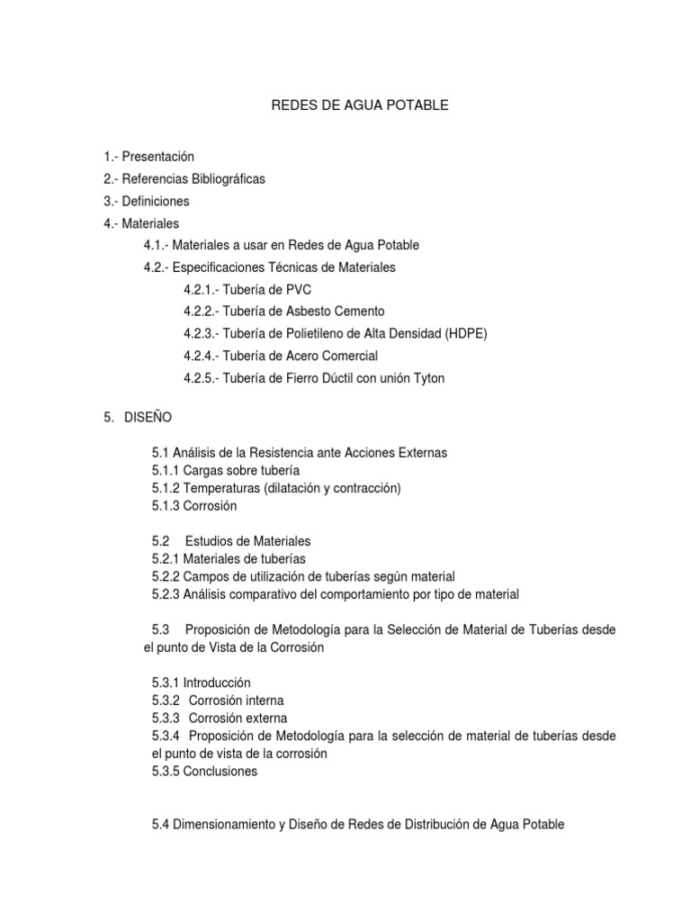 Diseno de Redes de Agua Potable | PDF | Corrosión | Tubería (transporte de fluidos)