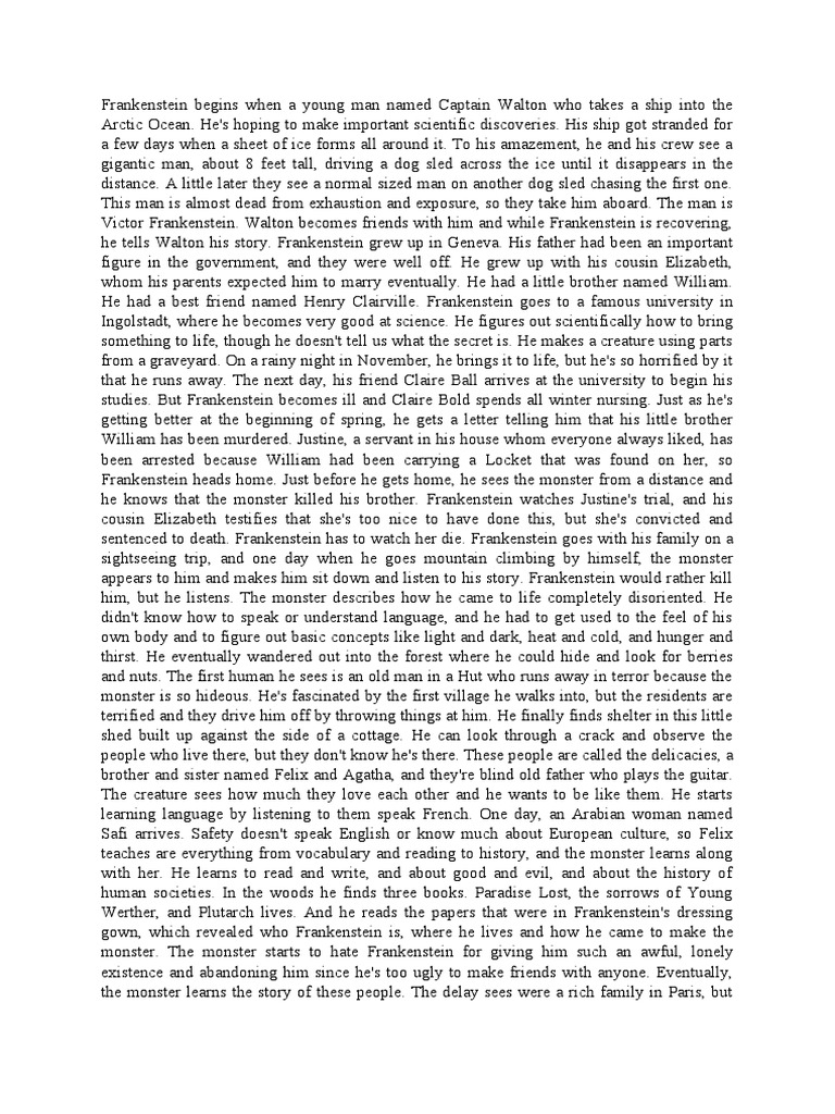 Rezumatul Frankestein | PDF | Frankenstein