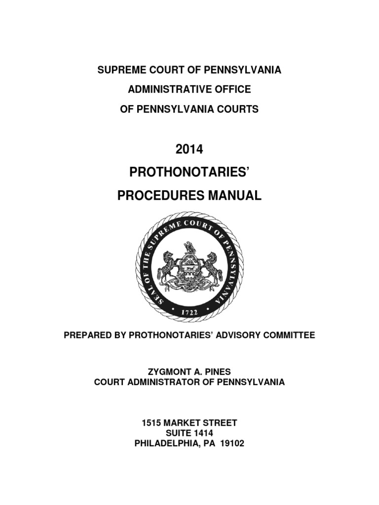 2014 PA Law Practice and Procedure 2014 Prothonotary Notaries Manual ...