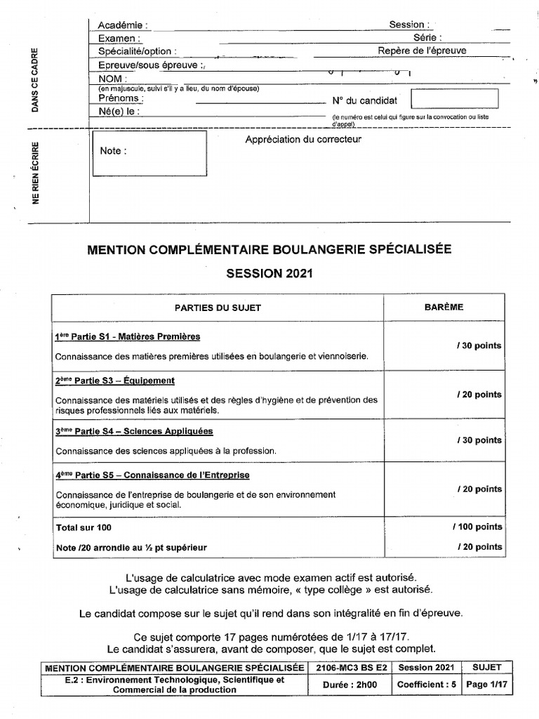 MCBS 2021 E2 Sujet | PDF