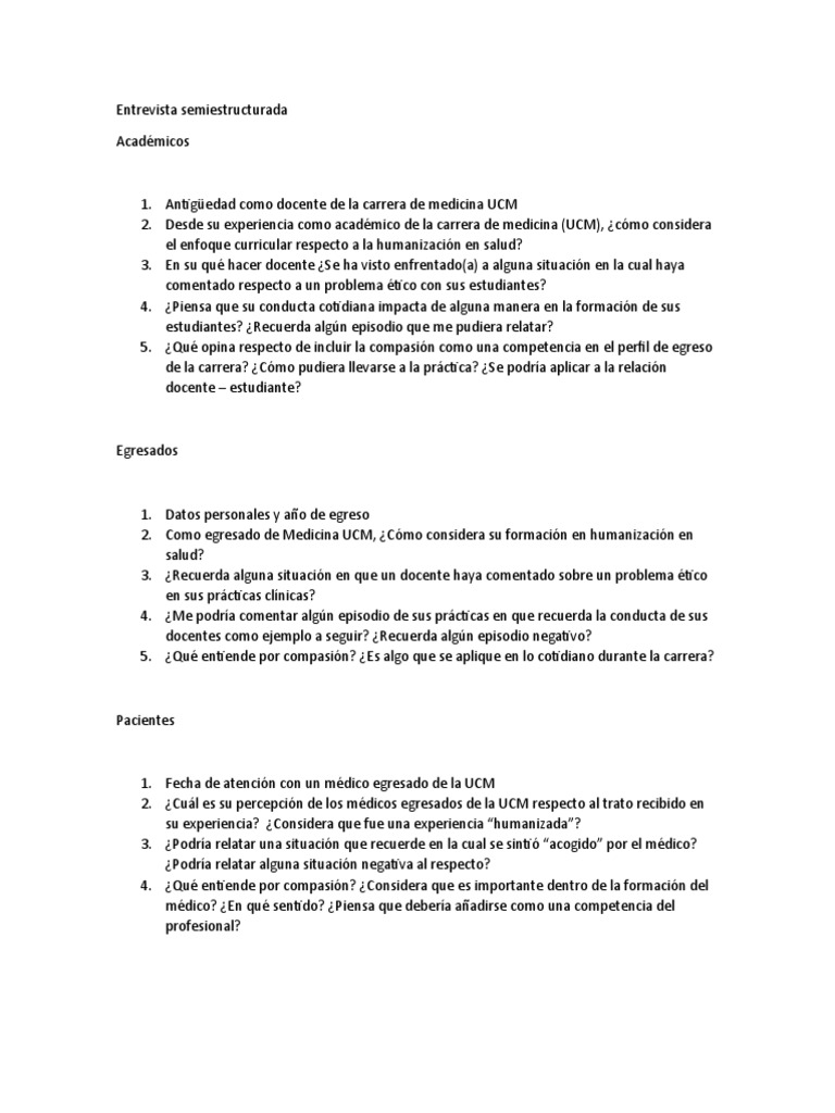 Entrevista Semiestructurada | PDF